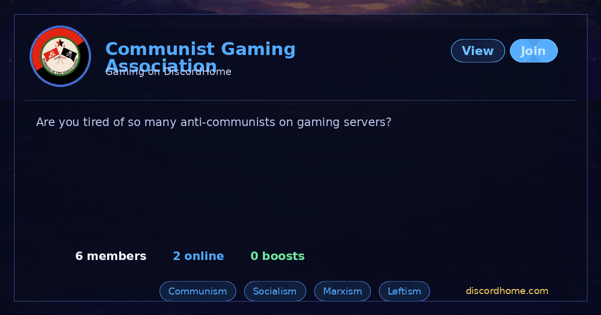 Communist Gaming Association | Gaming Discord Server | DiscordHome