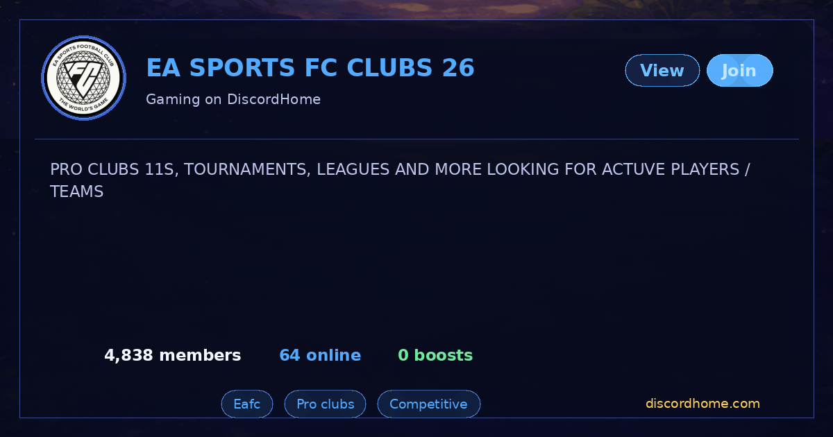 EA SPORTS FC CLUBS 26 | Gaming Discord Server | DiscordHome