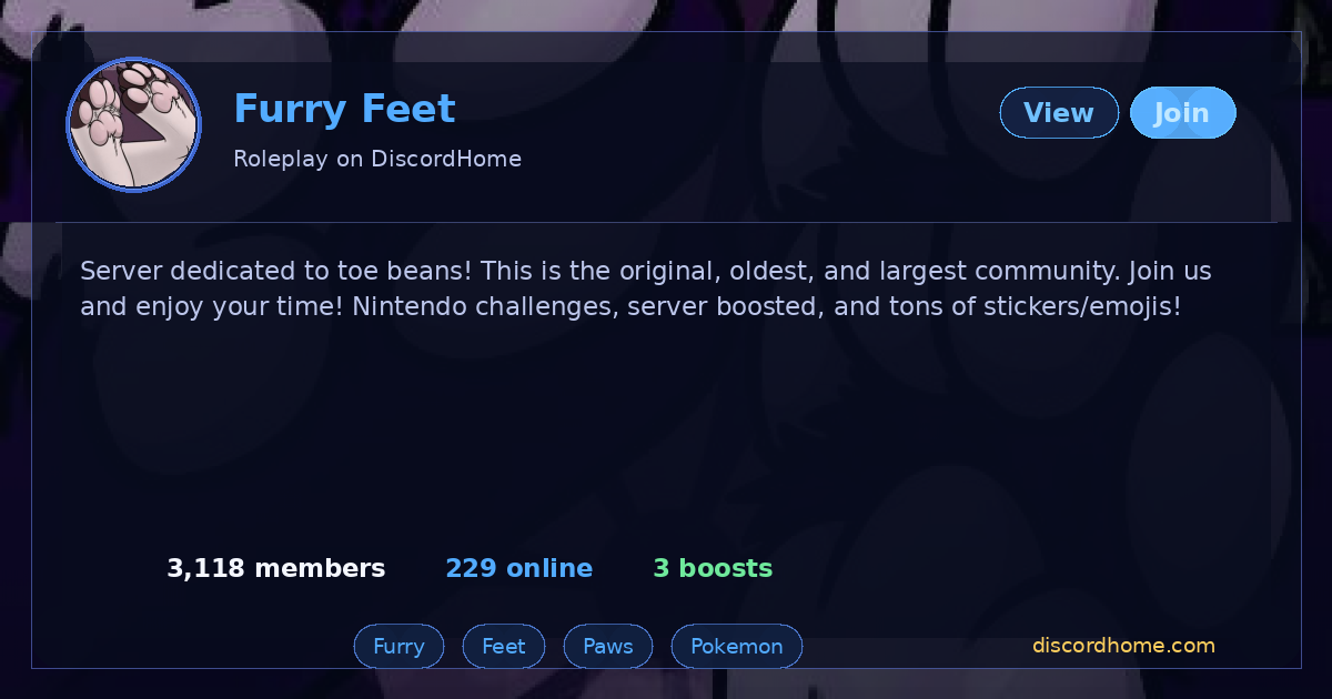 Furry Feet | Roleplay Discord Server | DiscordHome