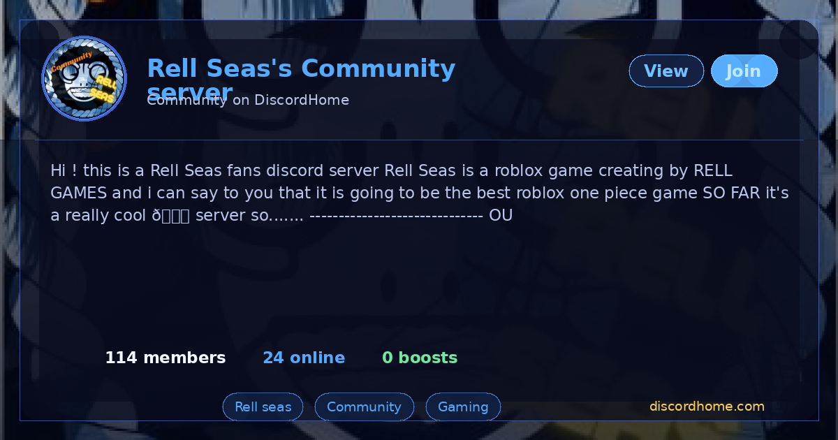 Servidor comunitário de Rell Seas | Comunidade Discord Servidor ...