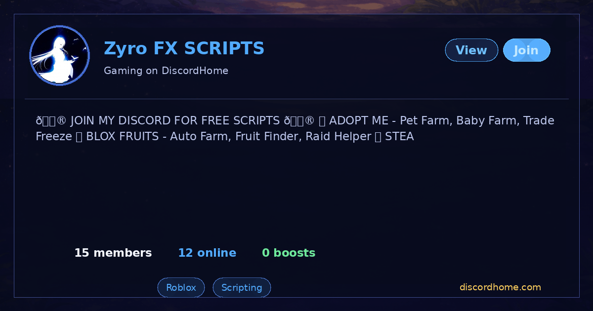Zyro FX SCRIPTS | Gaming Discord Server | DiscordHome